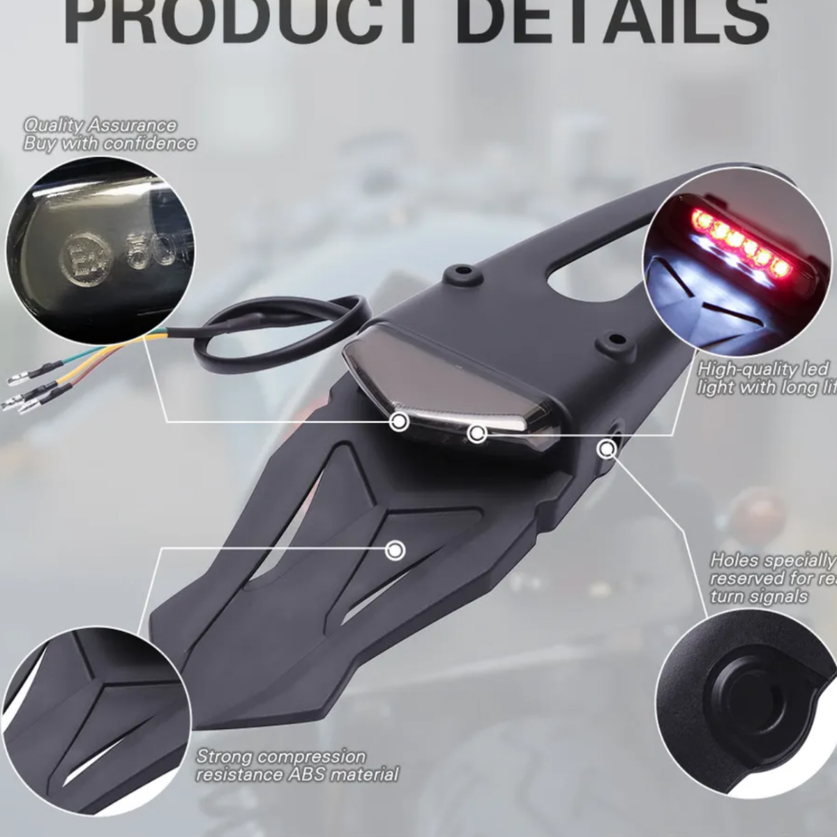 Dirt bike led stop tail and numberplate light unit rec rego compliant ...